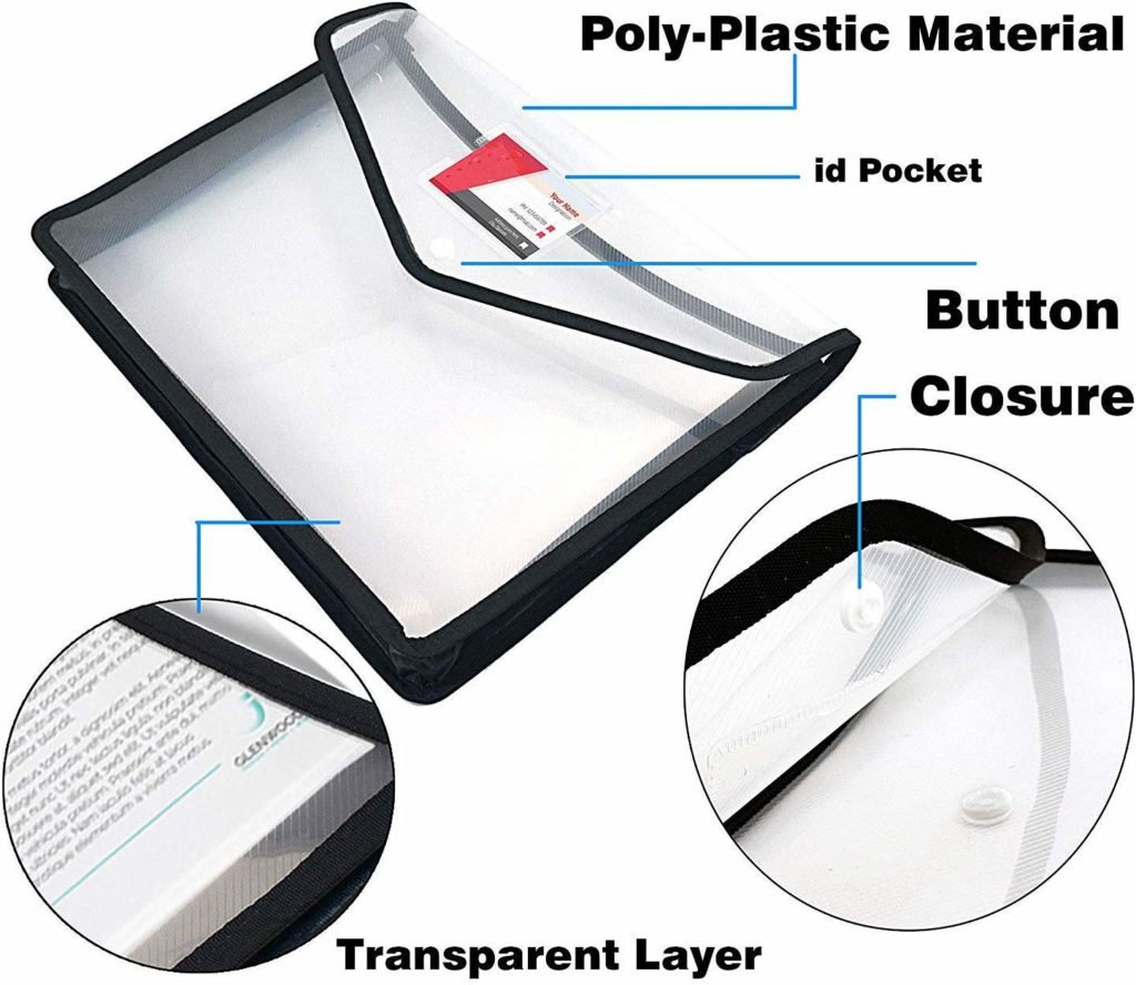 Envelope Folder,Transparent Poly-Plastic A4 Documents File Storage Bag ...