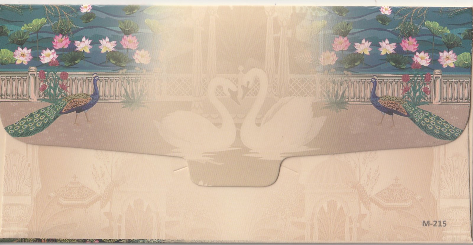Premium Festive shagun Envelopes with Peacock & Lotus Pond Design