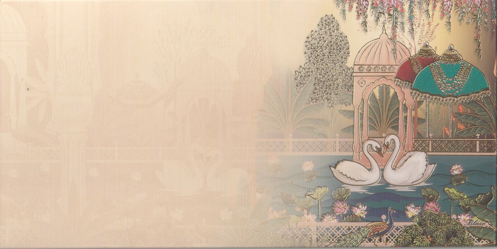 Premium Festive shagun Envelopes with Peacock & Lotus Pond Design